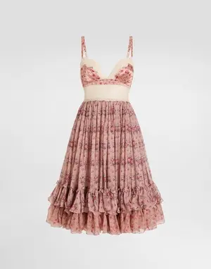 Dolce & Gabbana Small Flower Bouquets-print Chiffon Dress Dresses - Multicolor