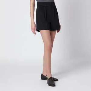 Max Mara Stretch Cotton Satin Shorts - Black