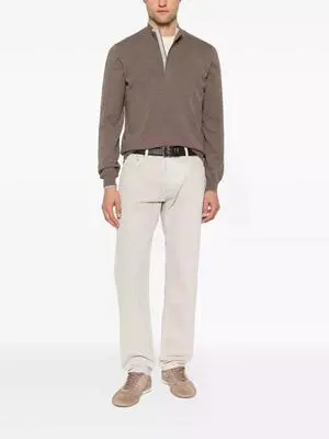 VENGERA Quarter-zip Knitted Sweater - Brown