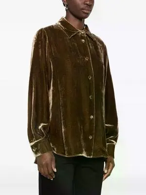P.a.r.o.s.h Ravel Velvet-effect Long-sleeve Shirt