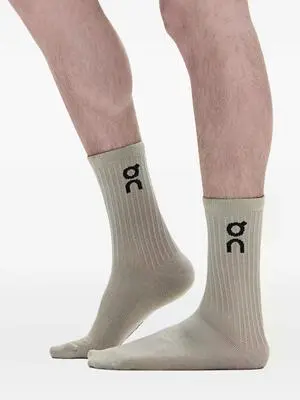 On Logo-print Ribbed Socks - Neutrals