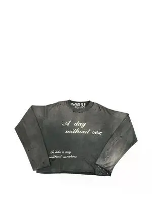 SECND SLF Distressed Slogan-print T-shirt