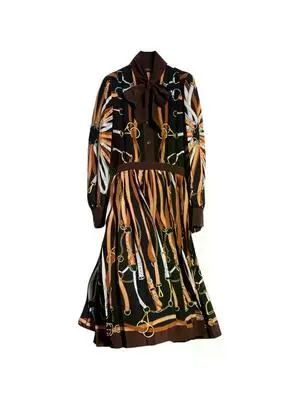 Gucci Printed Silk Chemisier Midi Dress - Black