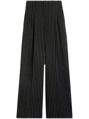AMI Paris Wide-leg Virgin-wool Trousers - Black
