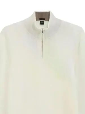 BOSS Quarter-zip Ribbed-trim Sweater