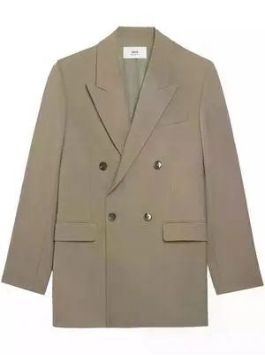 AMI Paris Double-breasted Virgin-wool Blazer - Neutrals