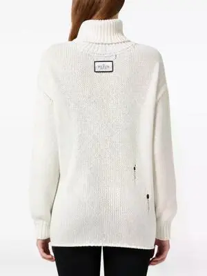 Philipp Plein Bambi-embroidered Oversized Turtleneck Sweater