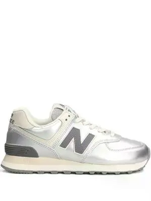 NEW BALANCE 574 Lace-up Leather Sneakers - Silver