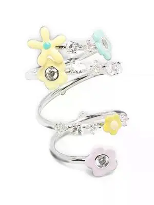 YVMIN Crystal-embellished Character Rings - Silver