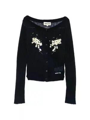 SHUSHU/TONG Beaded Floral-embellished Cardigan - Blue