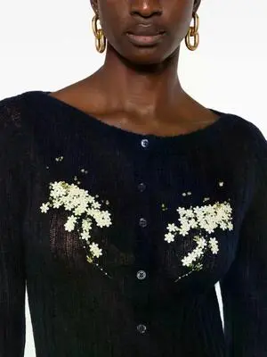 SHUSHU/TONG Beaded Floral-embellished Cardigan - Blue