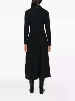 High Button-up Long-sleeve Midi Dress
