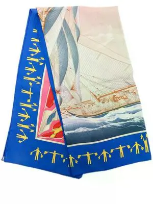 Hermès 1980-2010 En Course Silk Scarf 90 Scarves - Blue