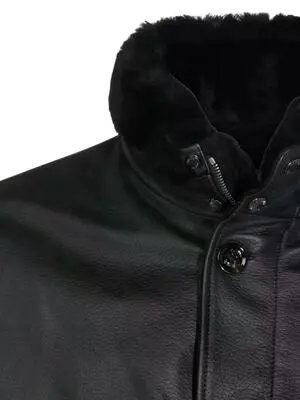 MOORER Shearling-collar Leather Jacket