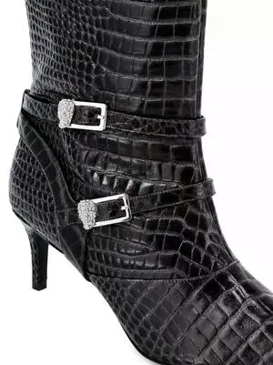 Philipp Plein Croc-effect Buckled Knee-high Boots