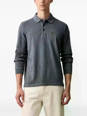 AERONAUTICA MILITARE Logo-embroidered Long-sleeve Polo Shirt - Grey