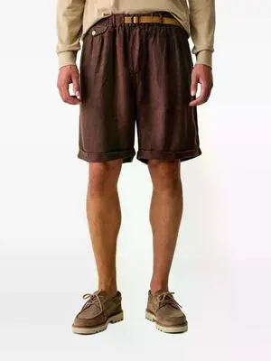 AERONAUTICA MILITARE Belted Pleated Shorts - Brown