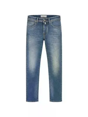 Jacob Cohen Logo-embroidered Faded-effect Jeans - Blue