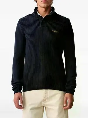 AERONAUTICA MILITARE Ribbed-knit Logo-embroidered Sweater - Blue