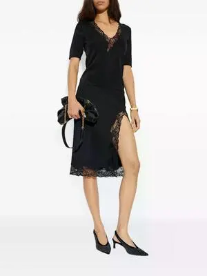 Balmain Lace-trim V-neck Blouse - Black
