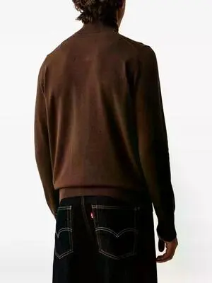 AERONAUTICA MILITARE Logo-embroidered Quarter-zip Sweater - Brown