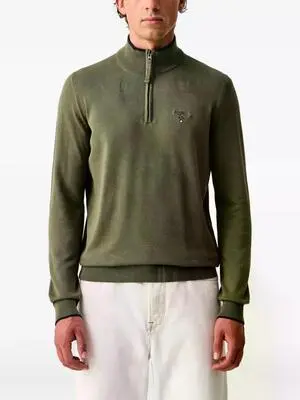 AERONAUTICA MILITARE Quarter-zip Embroidered-logo Sweater - Green