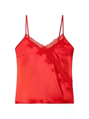Patrizia Pepe Lace-trim Satin Sleeveless Blouse - Red