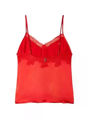 Patrizia Pepe Lace-trim Satin Sleeveless Blouse