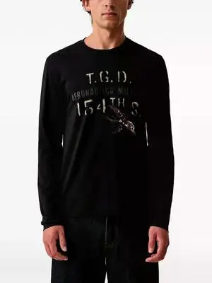 AERONAUTICA MILITARE Graphic-print Long-sleeve T-shirt - Black