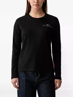 AERONAUTICA MILITARE Logo-embroidered Long-sleeve T-shirt - Black