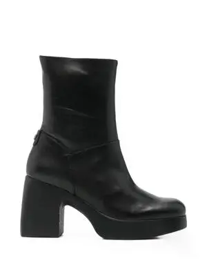 WONDERS Lady 101 Platform Leather Ankle Boots - Black