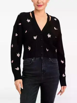 TWINSET Floral-embroidered Cut-out Cardigan