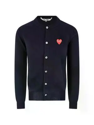 Play Comme Des Garcon Heart Patch Wool Cardigan