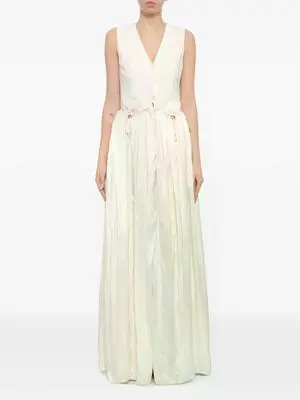 LANVIN V-neck Drawstring-waist Maxi Dress - Neutrals