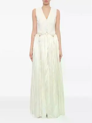 LANVIN V-neck Drawstring-waist Maxi Dress - Neutrals