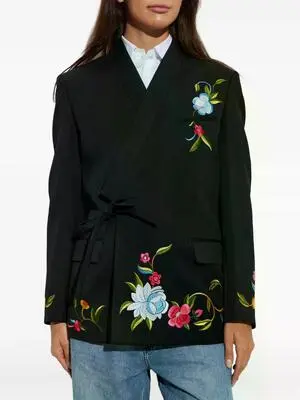 Kenzo Embroidered Wrap Blazer - Black