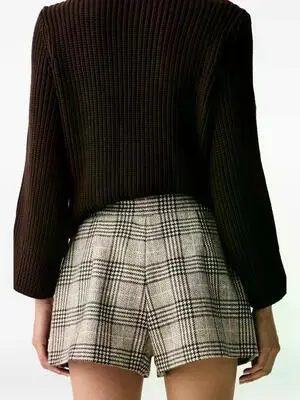 TWINSET Chequered Wool Cloth Shorts With Sequins