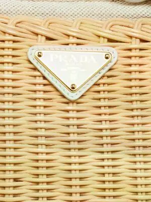 Prada Mini Wicker Canvas Tote Bag