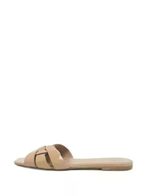 Saint Laurent Tribute Leather Sandals - Neutrals