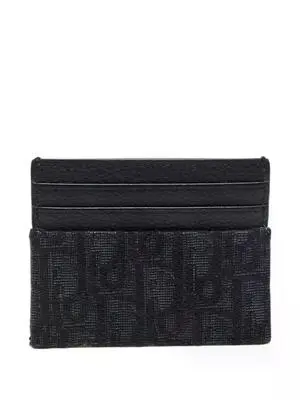 Dior 2024 Oblique Canvas Leather Card Holder - Black