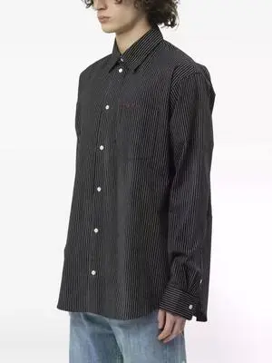 Marni Striped Logo-embroidered Shirt - Black