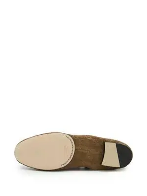 Gucci Horsebit Embossed-logo Leather Loafers - Brown