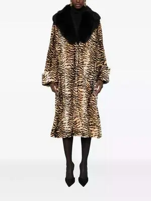 Nour Hammour Nina Tiger-print Shearling Coat - Neutrals