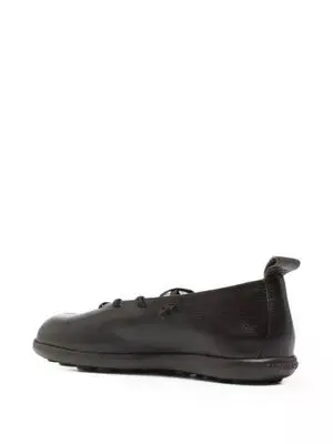 WONDERS Lace-up Grained Leather Ballet Flats