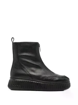 WONDERS Front-zip Grained-leather Boots - Black