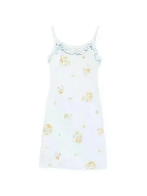 SHUSHU/TONG Ruffled Floral-embellished Midi Dress - Blue