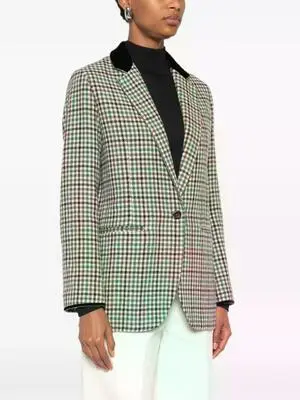 FORTE_FORTE Check Velvet-collar Blazer