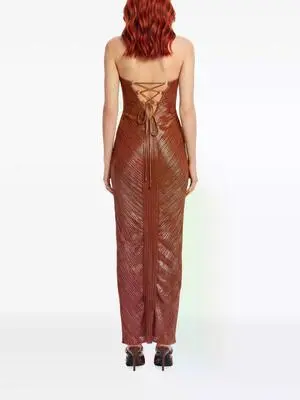 MARIA LUCIA HOHAN Pleated Lace-up Maxi Dress
