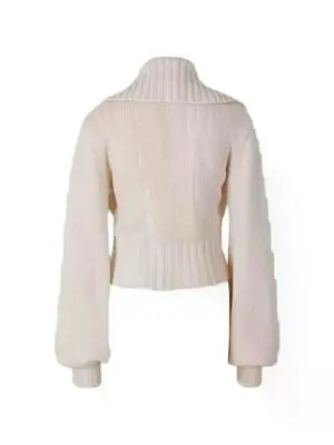 Zimmermann Ribbed-knit Zip-up Cardigan - Neutrals