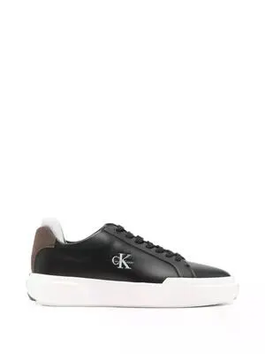 Calvin Klein Chunky Cupsole Logo-plaque Leather Sneakers - Black